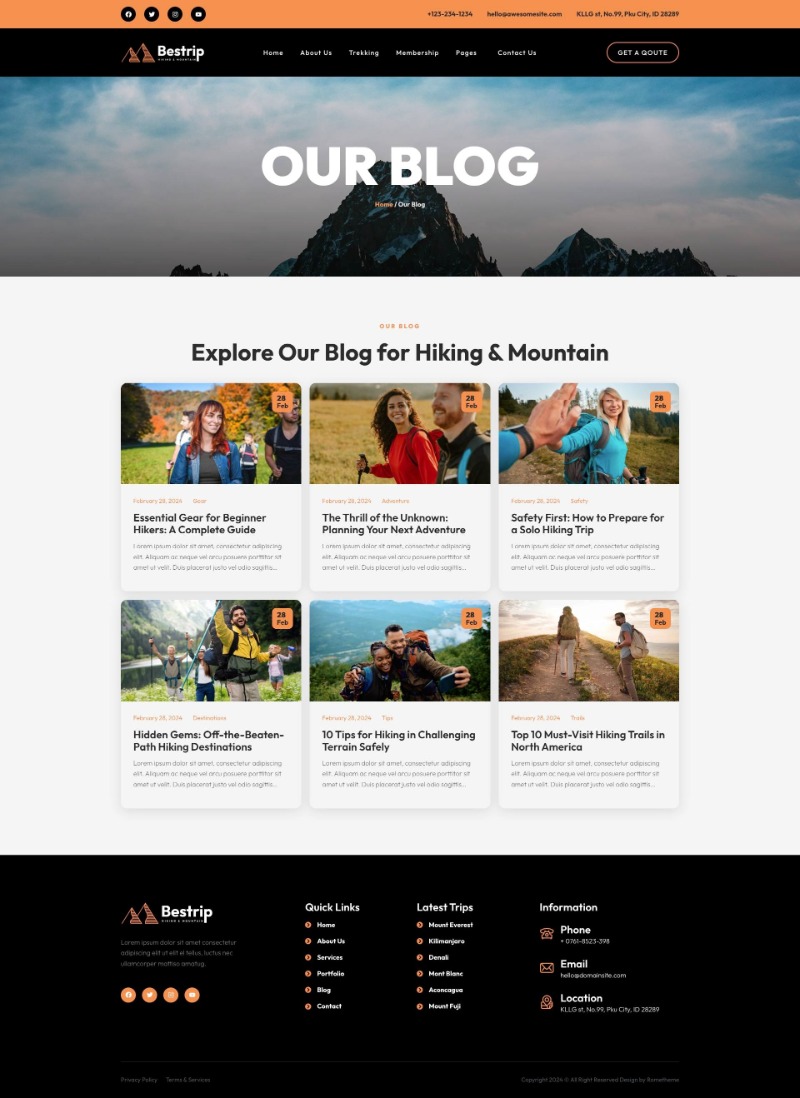 Bestrip - Hiking & Mountain Elementor Template Kit by Rometheme | ThemeForest